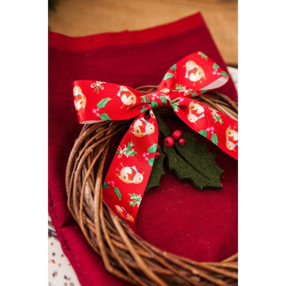 Little Robin Ribbon: Red: 25mm wide. Price per metre.