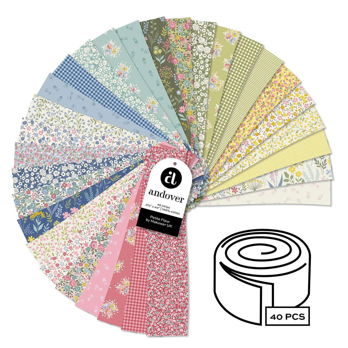 Makower Petite Fleur Strip Roll | 2.5" Pre‑Cut Strips