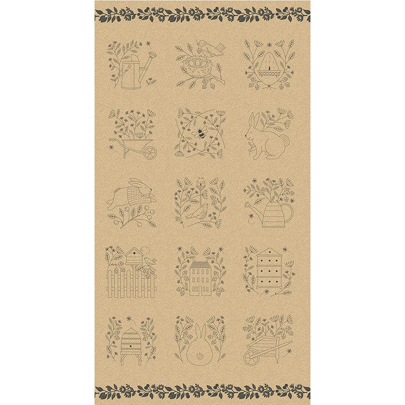 Moda Bloom And Grow Linen Embroidery Fabric Panel 7055-12 | Fabric ...