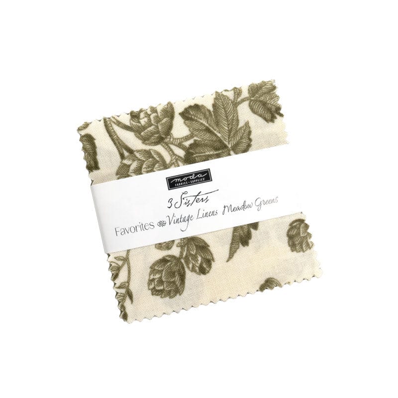 Moda 3 Sisters Favourites Vintage Linens Meadow Greens Mini Charm Pack