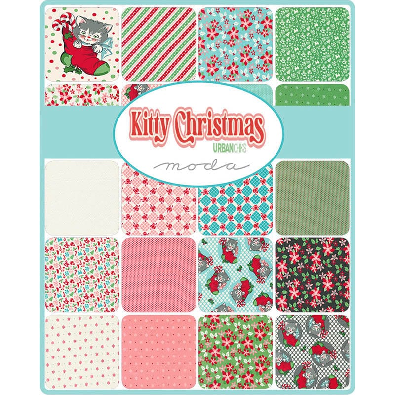 Moda Kitty Christmas Jelly Roll 31200JR | Fabric Pre Cuts