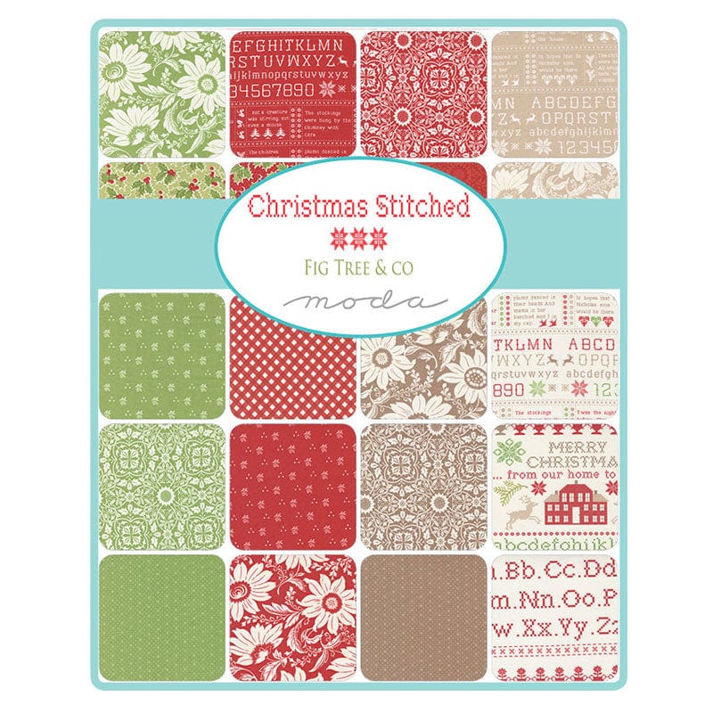 Moda Christmas Stitched Honey Bun 20440HB | Fabric Pre Cuts